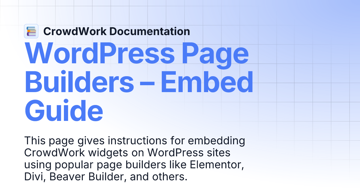 WordPress Page Builders – Embed Guide | CrowdWork Documentation