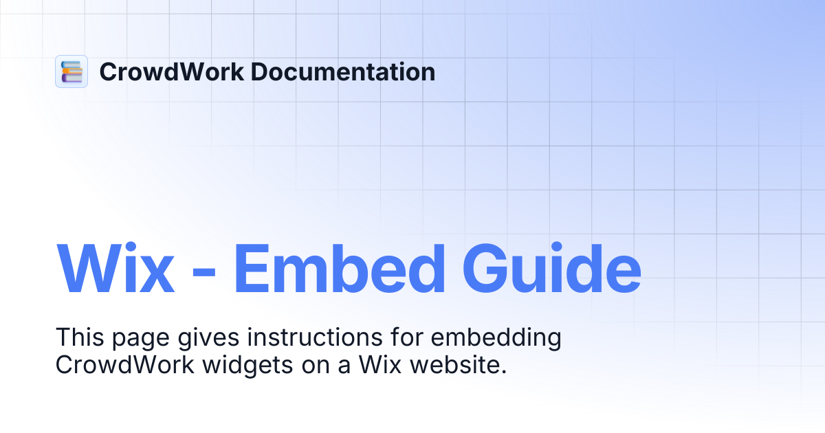Wix - Embed Guide | CrowdWork Documentation